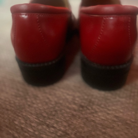 Gucci | Shoes | Gucci Red Leather Loafer With Gold Gs | Poshmark